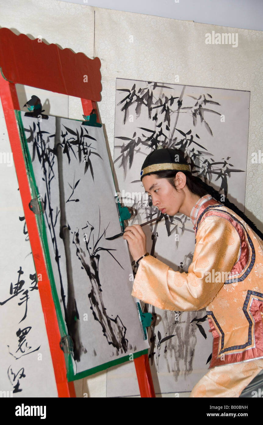 An Artist is painting Chinese wash Painting Stock Photo - Alamy