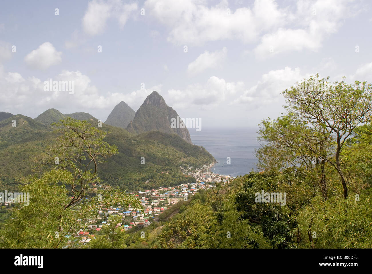 The Pitons, Soufrière, St Lucia. Caribbean Stock Photo - Alamy