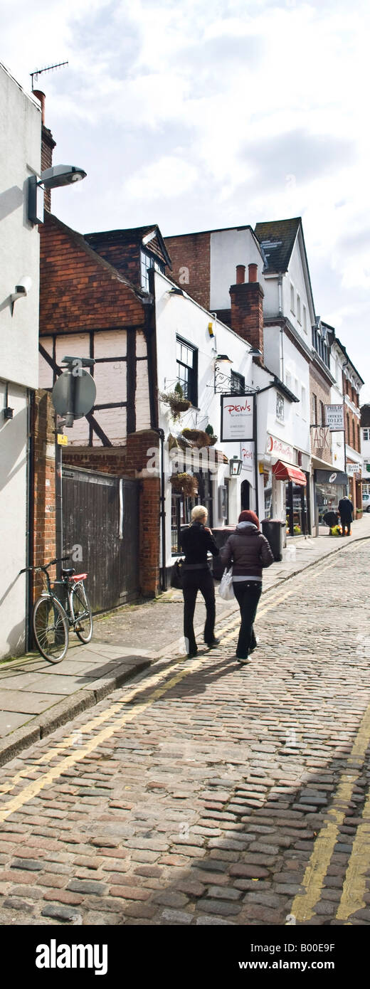 Cobbled street in Guildford towncentre Guildford Surrey England UK ...