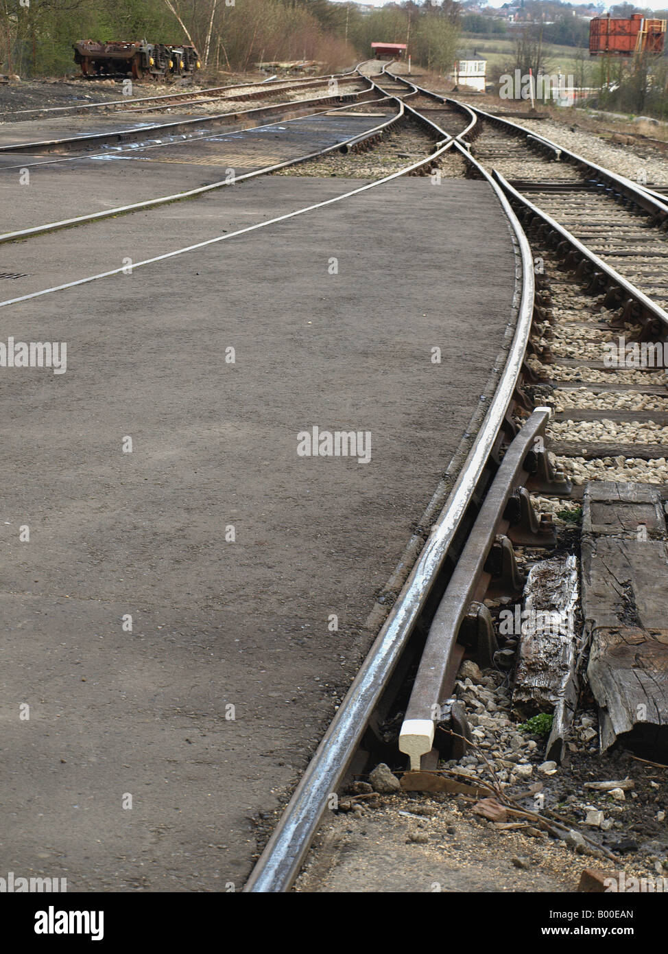 rail lines converging into one via points at the railway museum ripley ...