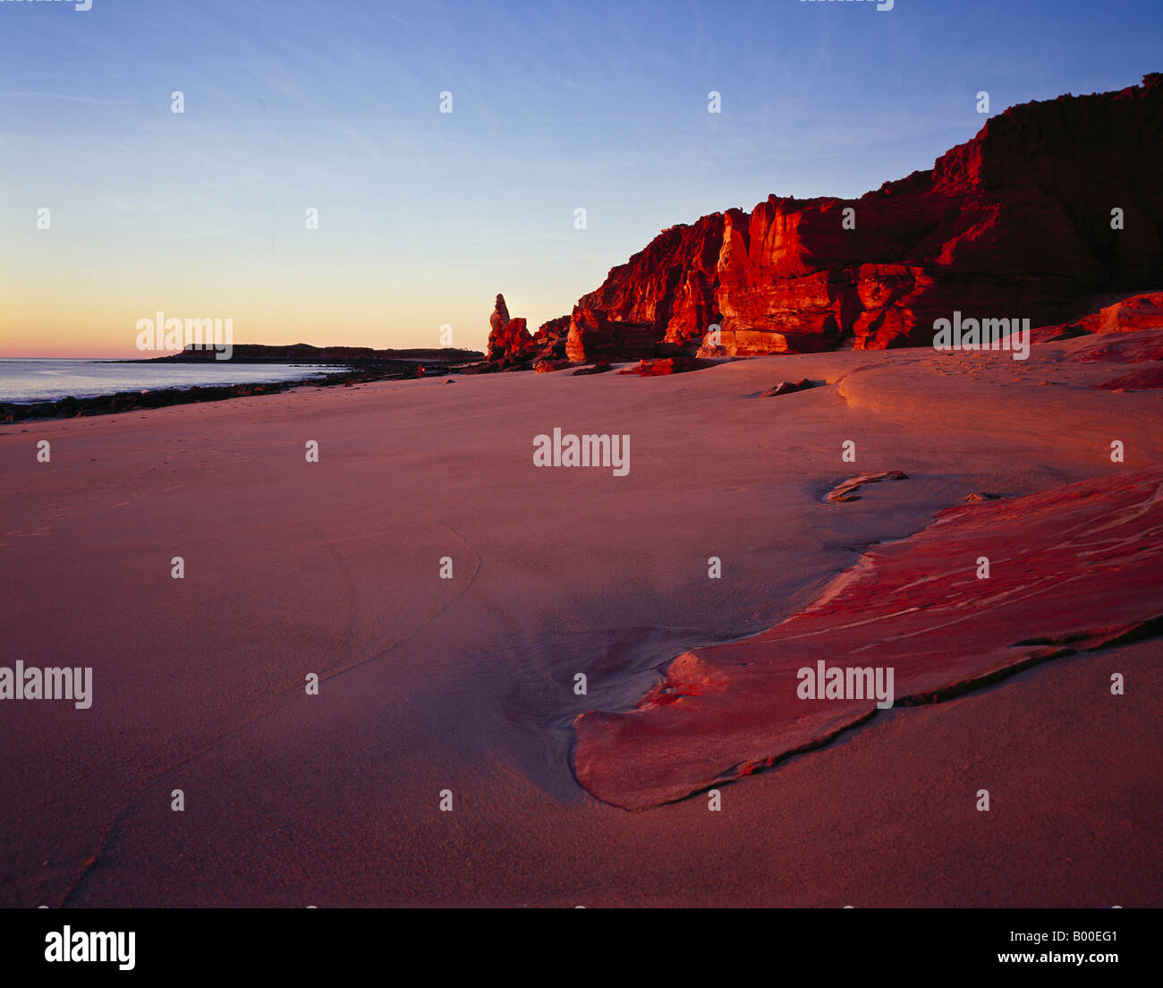 Red cliffs and beach at sunset Cape Leveque Western Australia Stock ...