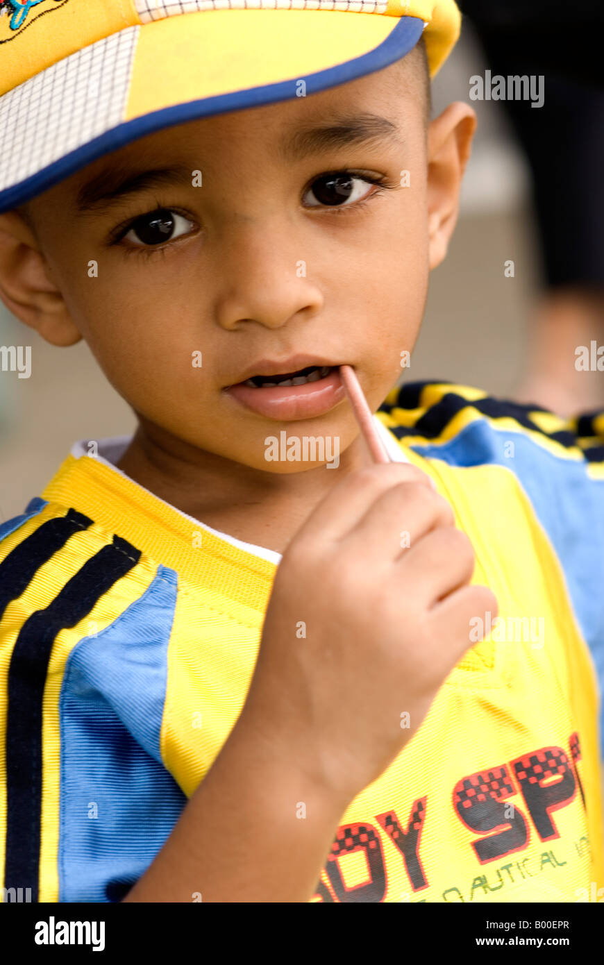 fiji nadi boy on street Stock Photo - Alamy