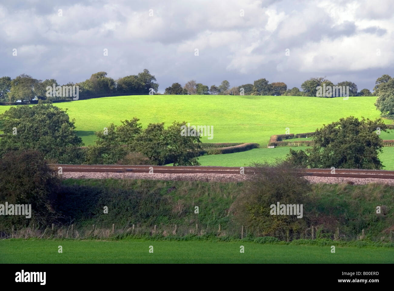 A railway line in the countryside Stock Photo - Alamy