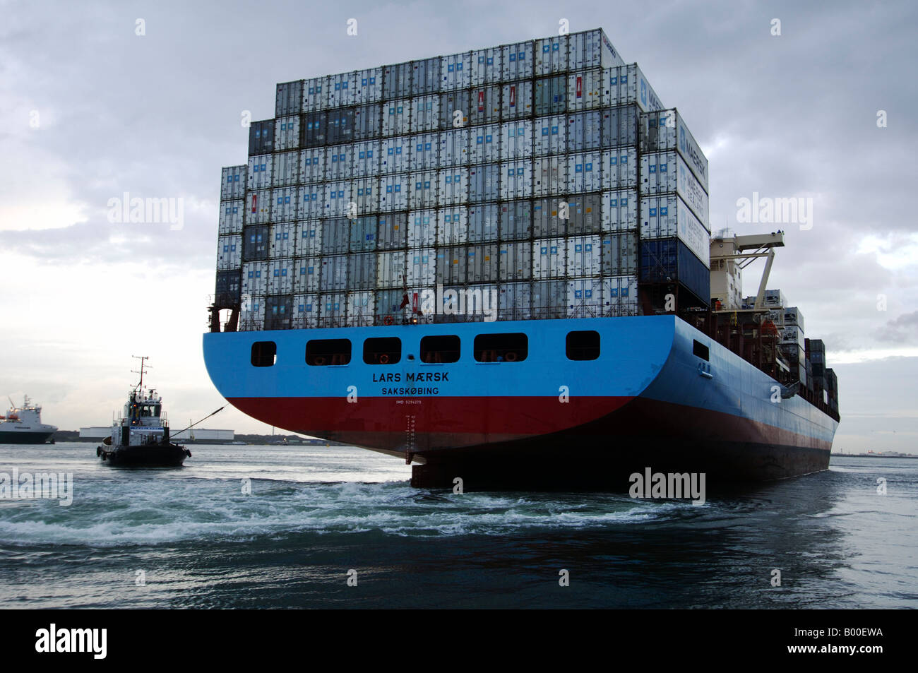 Port of Rotterdam the Lars Maersk Container ship leaving the terminal ...