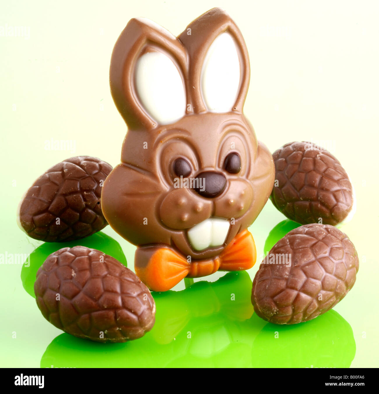 CHOCOLATE BUNNY AND EASTER EGGS Stock Photo - Alamy