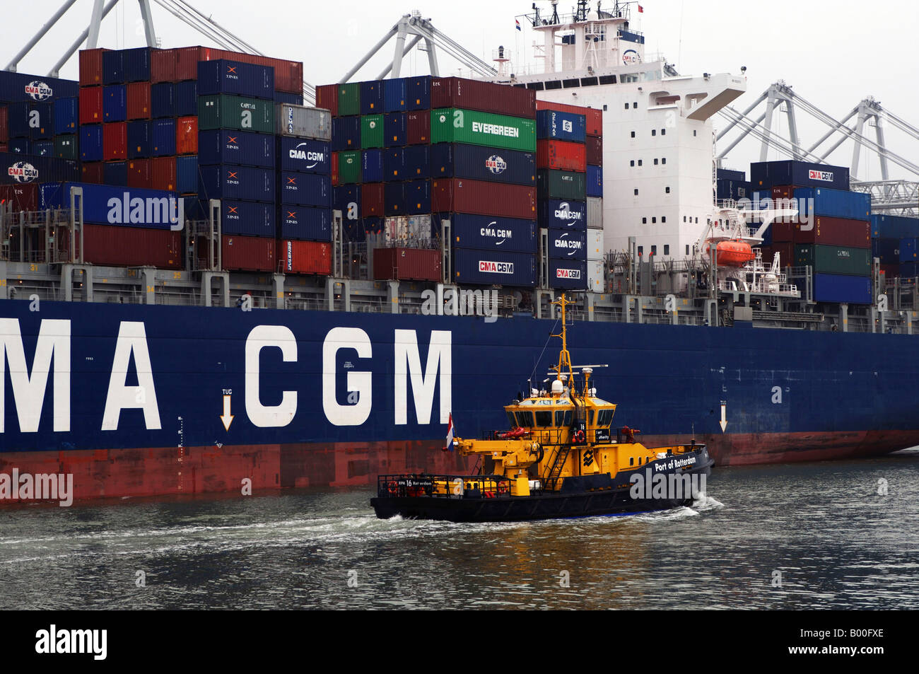 Port of Rotterdam Europoort cargo container ship at the dock Stock ...