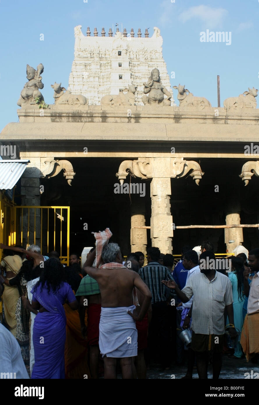 Ramanathaswamy Temple with Pilgrims , Rameswaram , Tamil Nadu , India ...