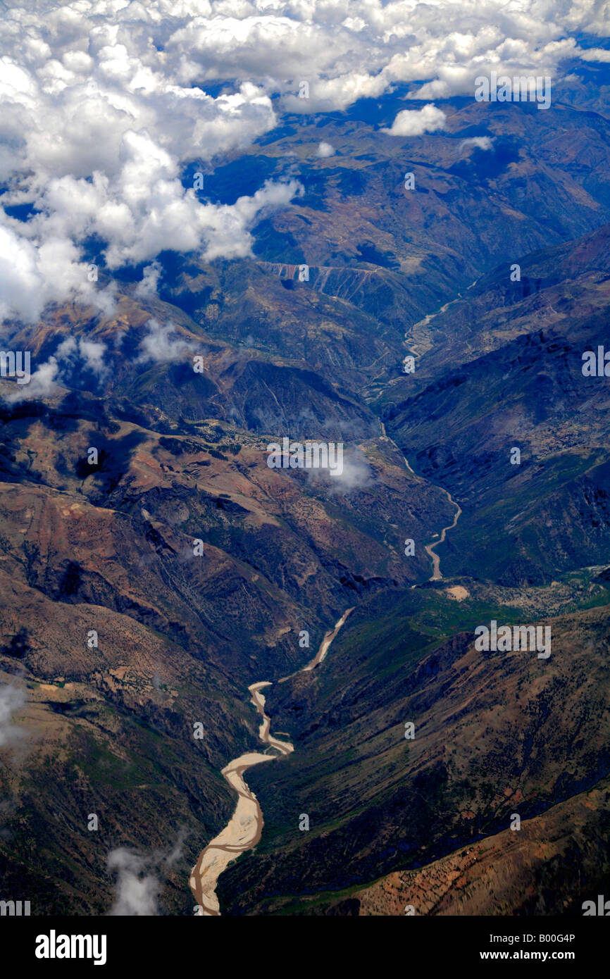 View from an Aeroplane over the Peruvian Andes between Lima and Cusco ...