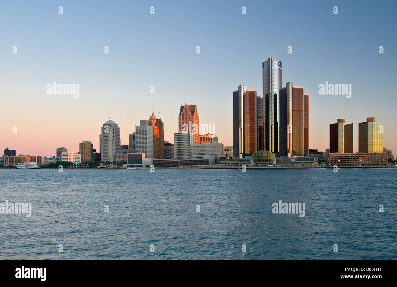 USA Michigan Detroit Downtown and Renaissance Center across Detroit ...