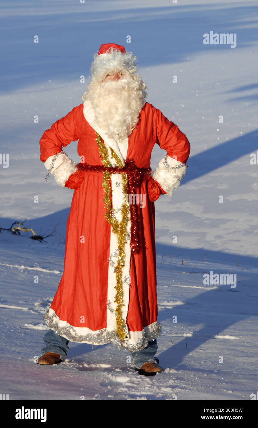 Ded Moroz on the frozen lake, Leningrad region, Russia Stock Photo - Alamy