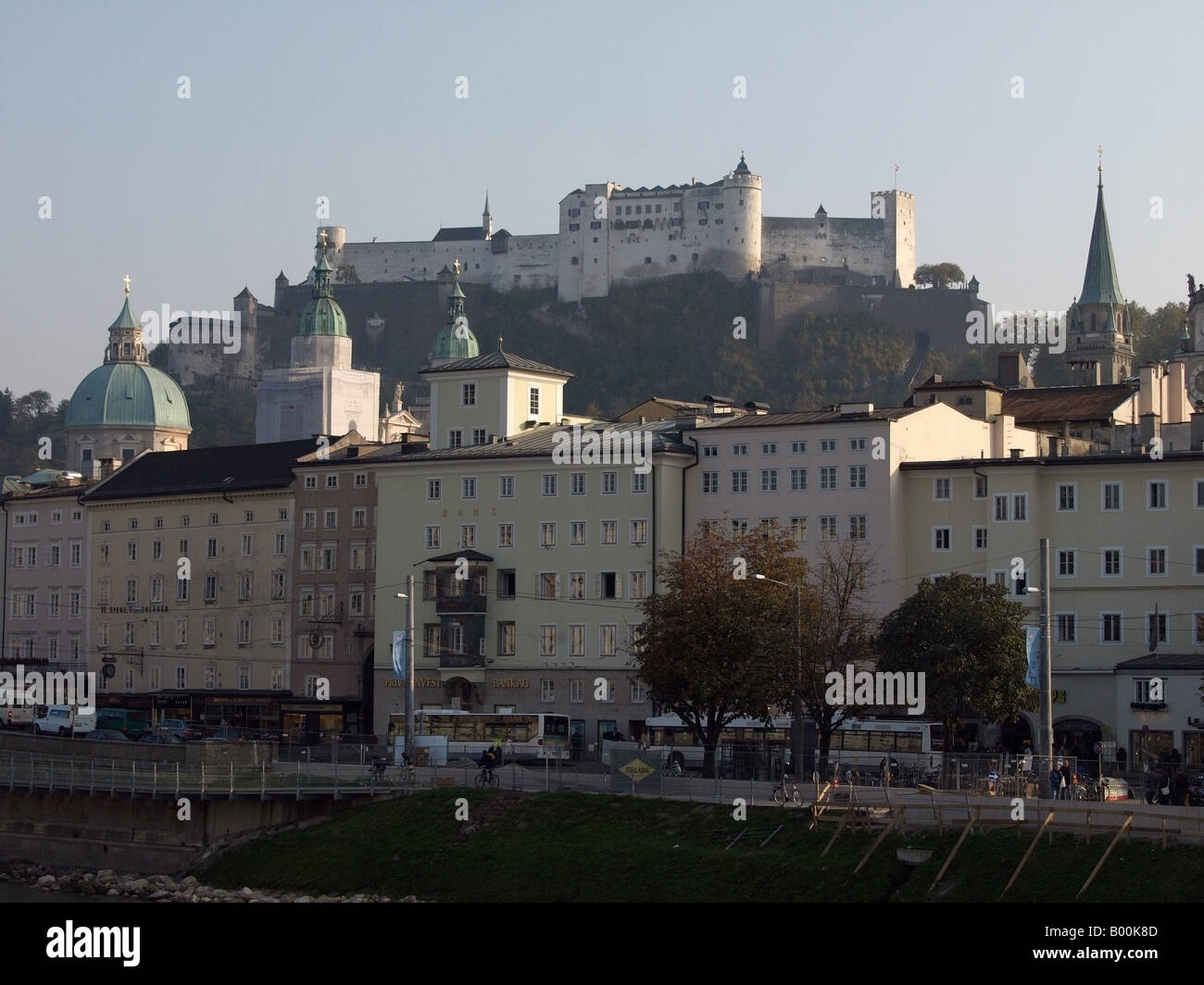 Afternoon sun on Salzburg Fortress Festung Hohensalzburg Austria Stock ...
