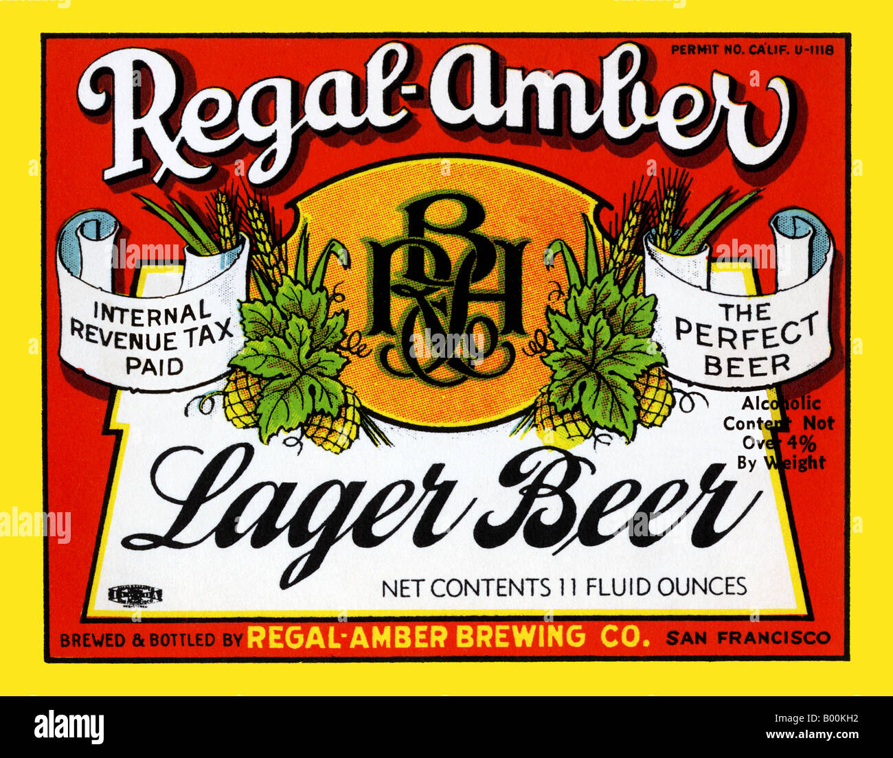 Regal Amber Lager Beer Label Stock Photo - Alamy