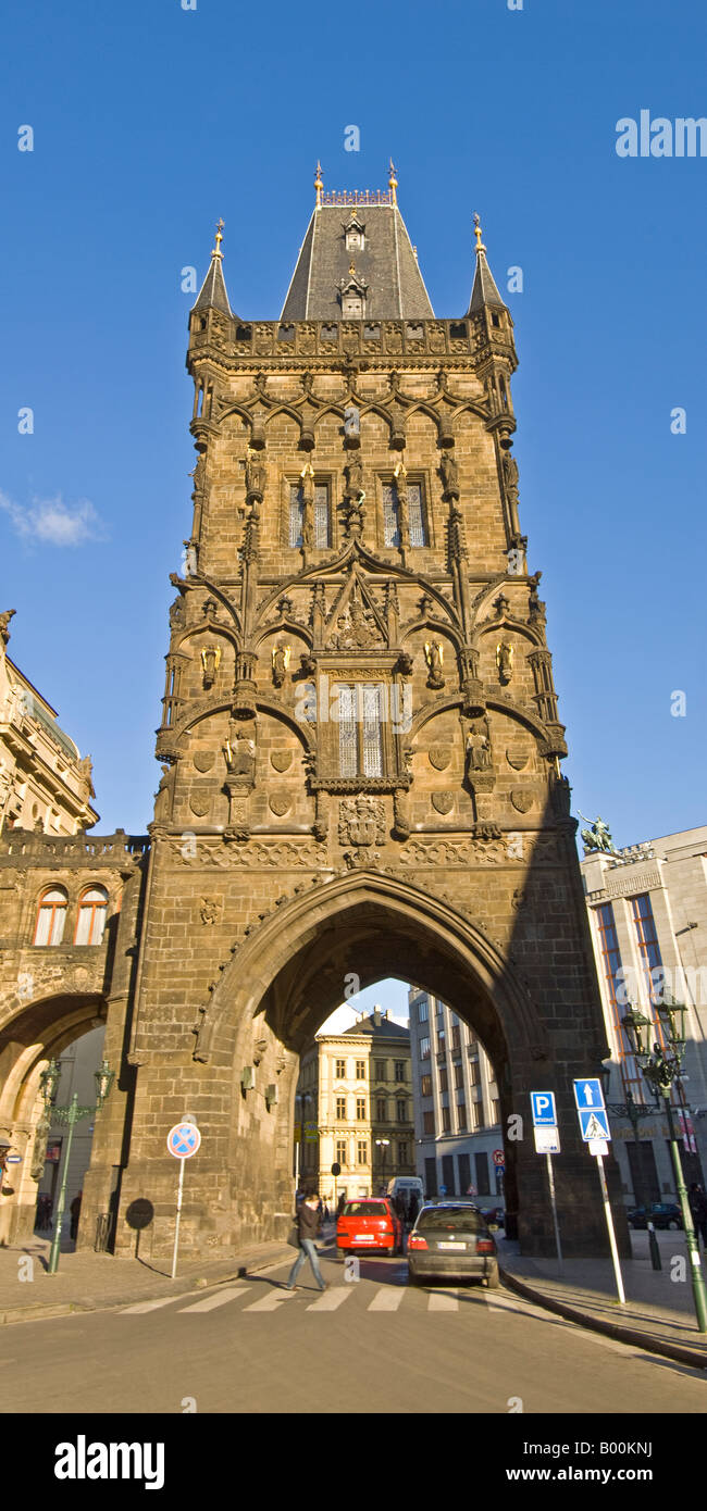 A 2 picture panoramic stitch of the Powder Tower (Prašná brána) in ...