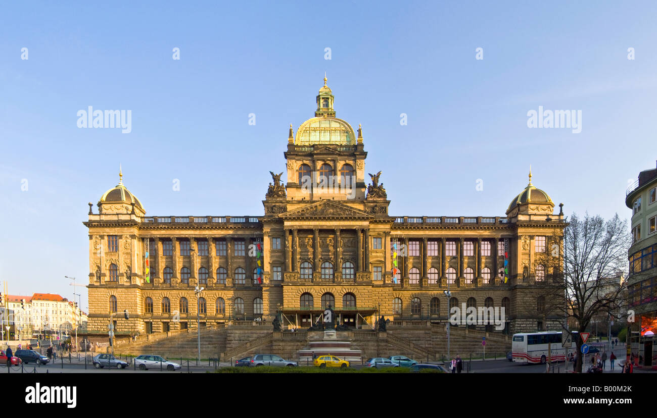 A 2 picture panoramic stitch of the National Museum in Prague Stock ...
