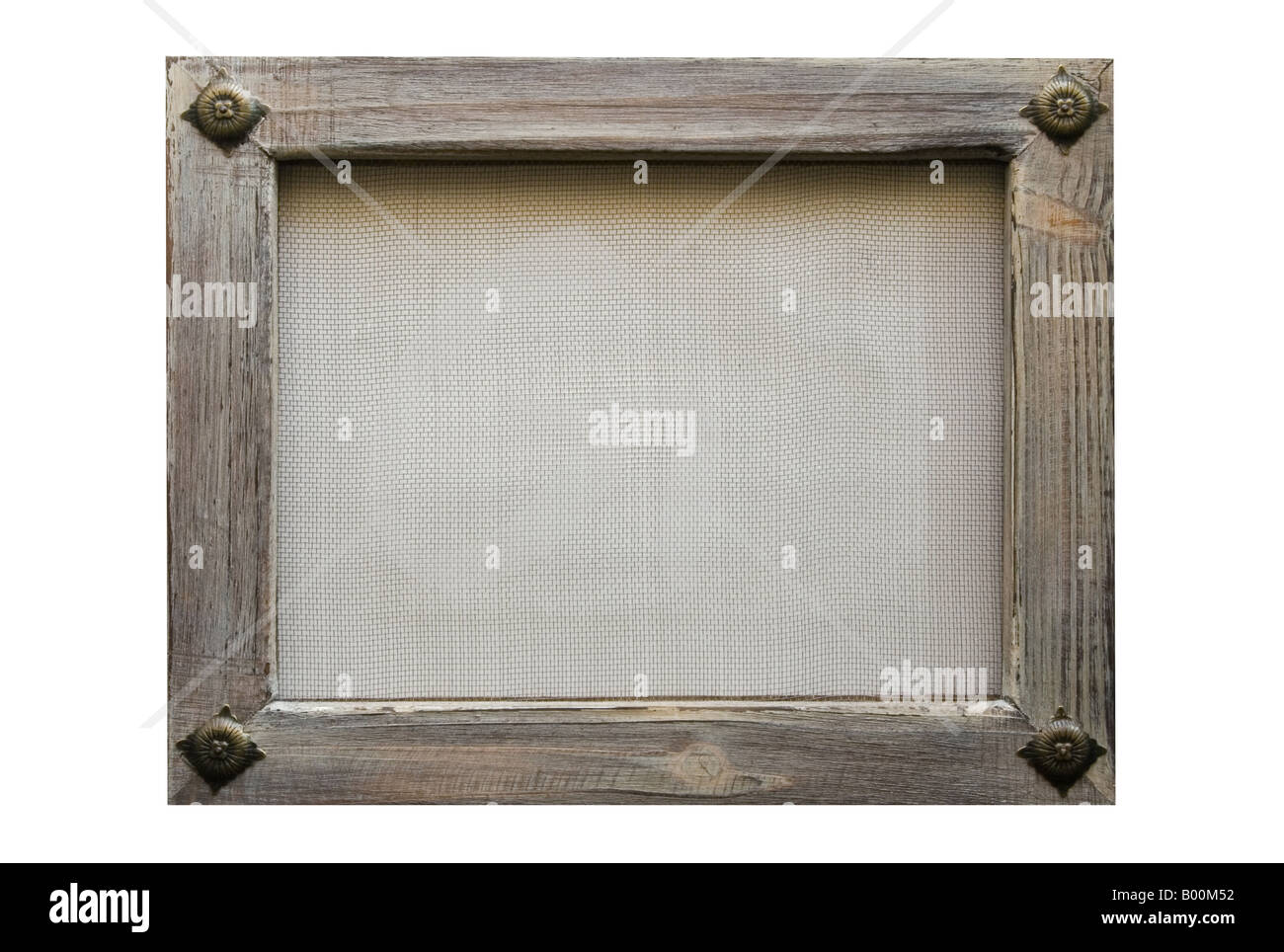 Grey wood frame with wire net metal Stock Photo - Alamy
