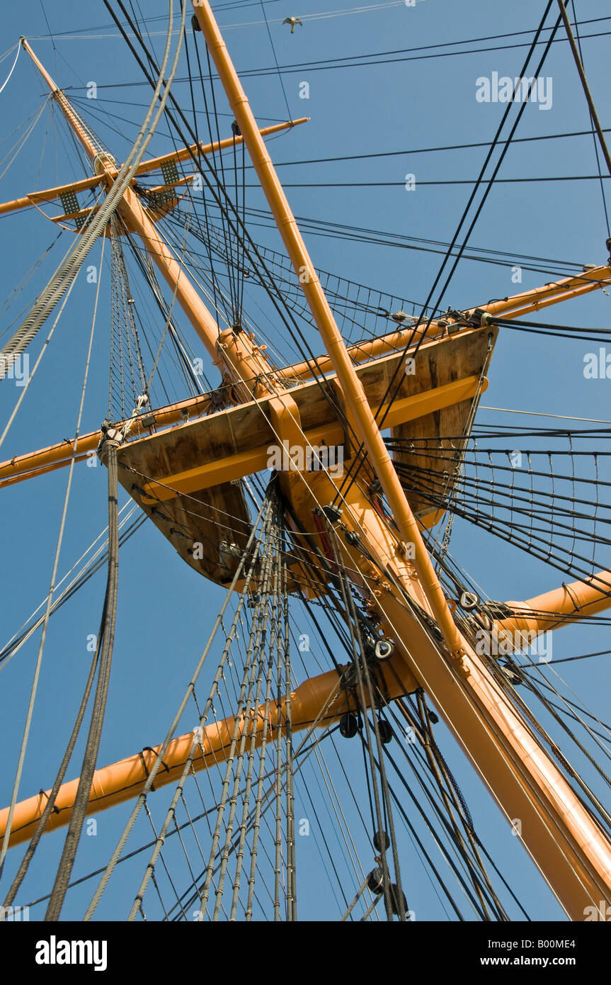 Mast and rigging of an old sailing ship Stock Photo - Alamy