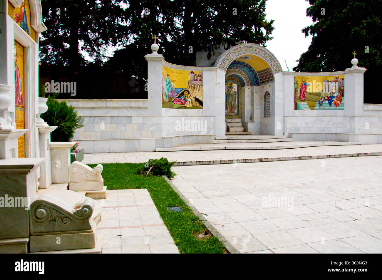 Mural and mosaics at the Bema a monument to the Apostle Paul in Veria ...