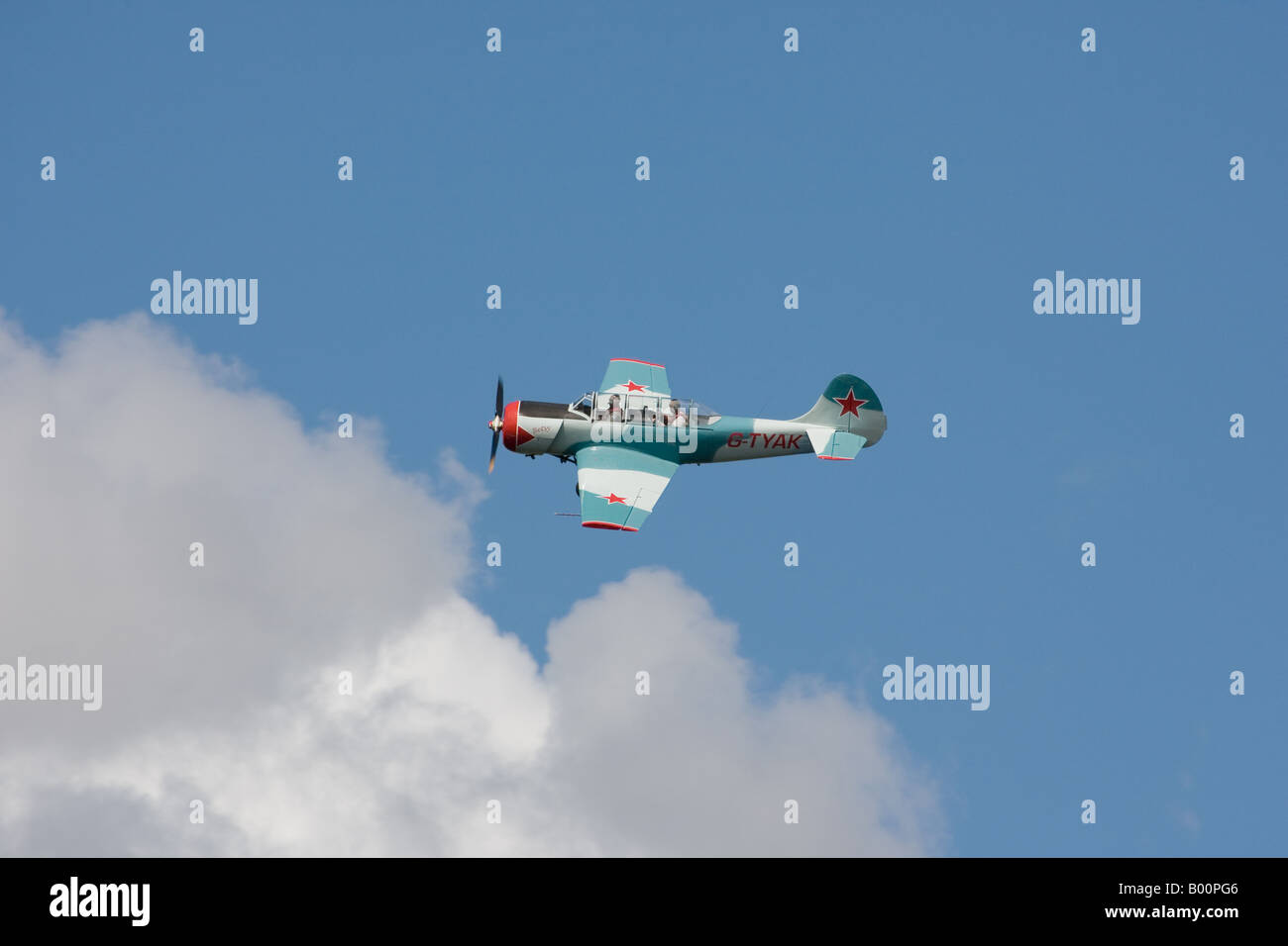 Yalolev Yak 52 G-TYAK two-seat trainer in flight Stock Photo - Alamy