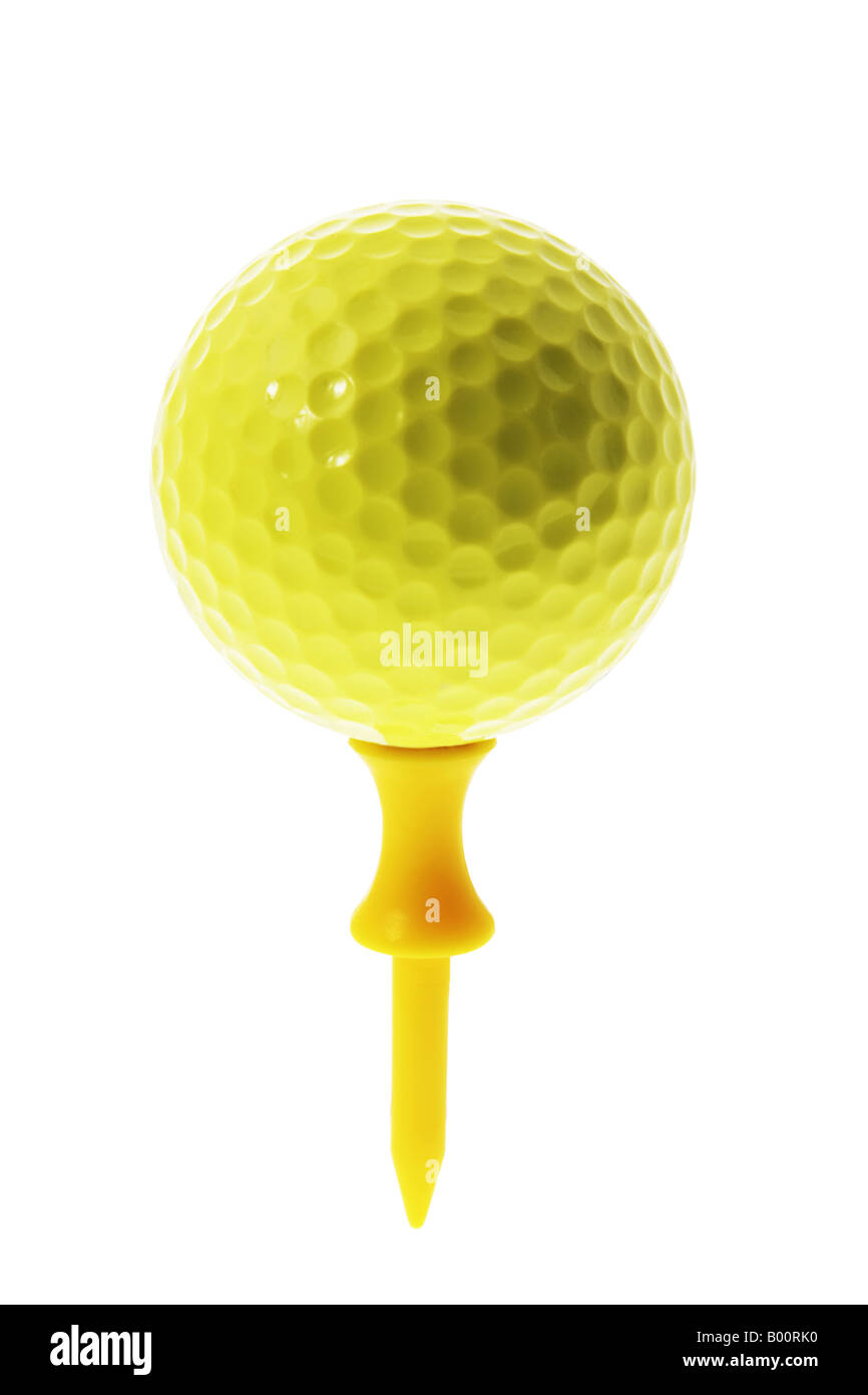 Yellow Golf Ball on Tee Stock Photo - Alamy