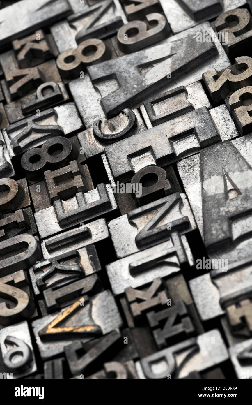 vintage lead letters typeset Stock Photo - Alamy