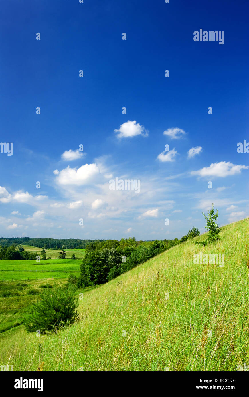 Rural landscape - saturated view from the hill Stock Photo - Alamy