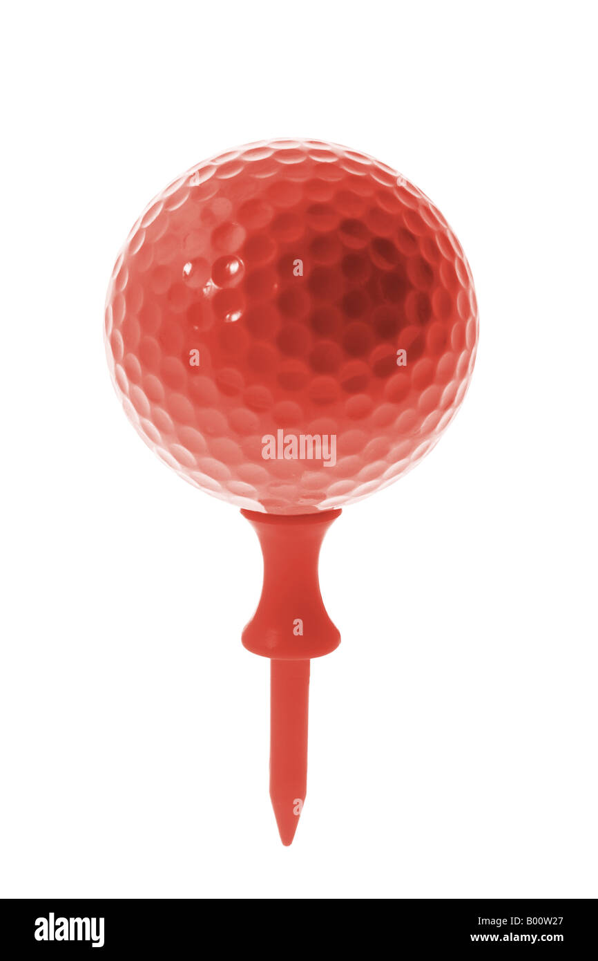 Red Golf Ball on Tee Stock Photo - Alamy