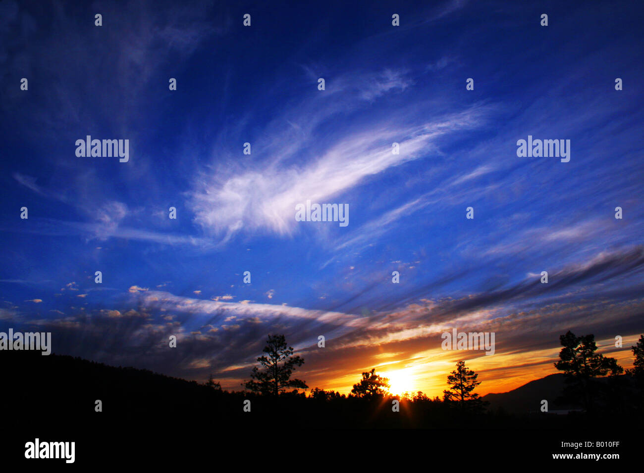 color photo of sunset in big bear california with vibrant colors and ...