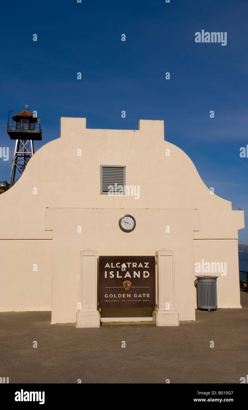 Entrance to famous landmark Alcatraz Prison on bay island in San ...