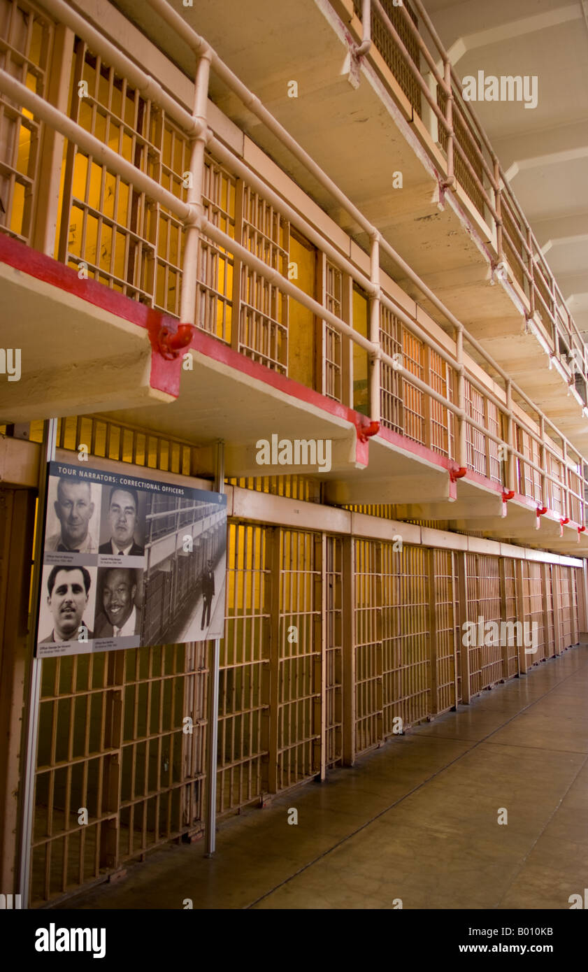 Row of cells and major prisoners of famous landmark Alcatraz Prison on ...