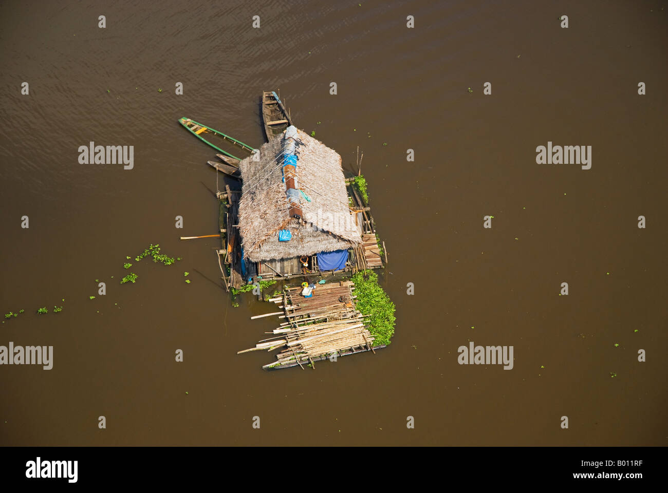 Peru, Amazon, Amazon River, Iquitos. Aerial view of the port, a ...