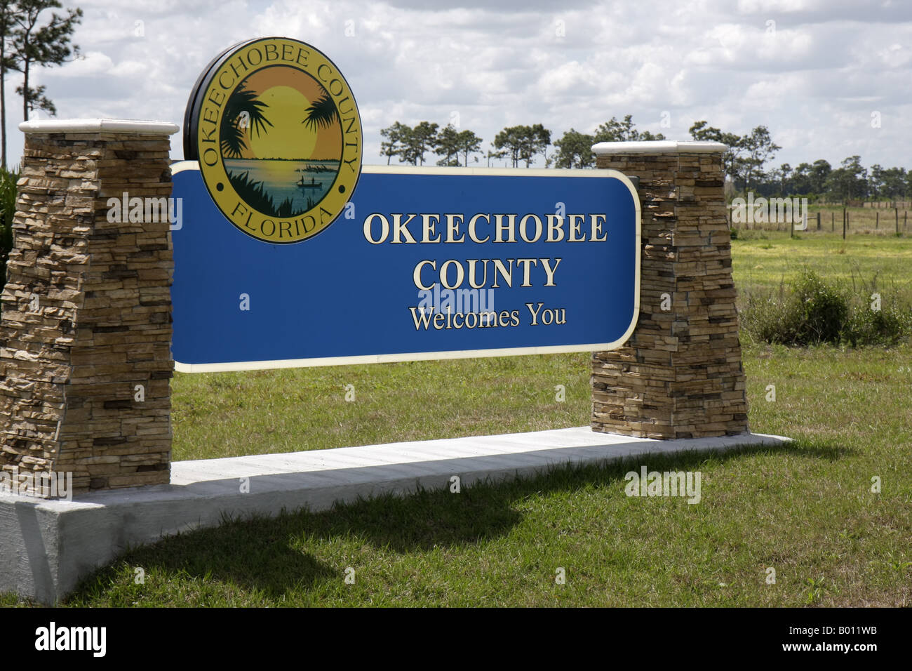 Florida Okeechobee County,Ft. Drum,welcome sign,Highway 441,visitors ...