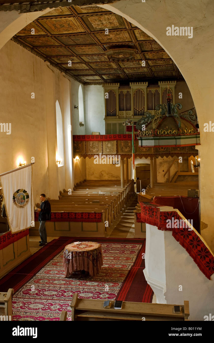 Romania, Transylvania, Zabola. Interior of the 17th century Reformist ...