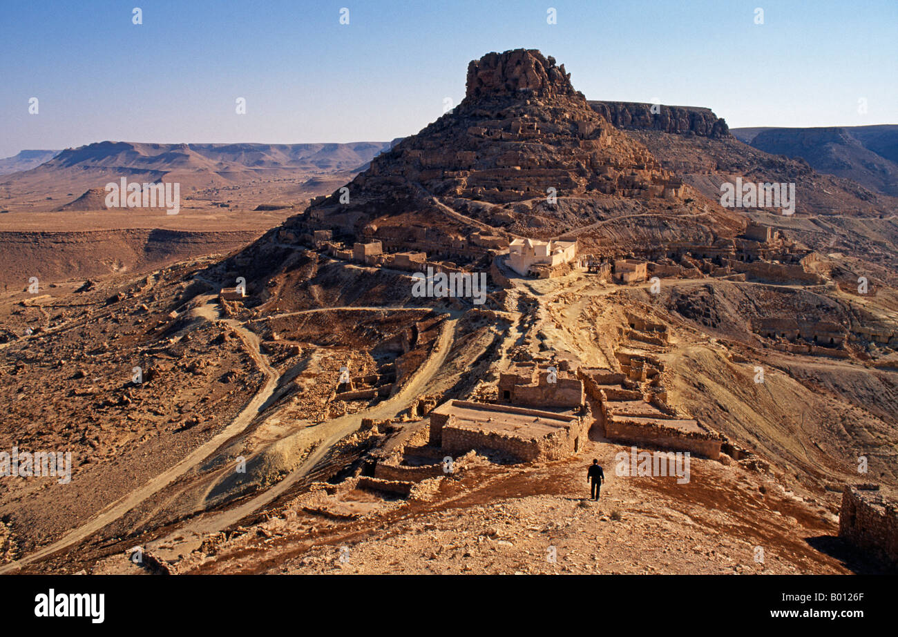 Tunisia, Guermessa. The ancient and now much ruined Berber village of ...