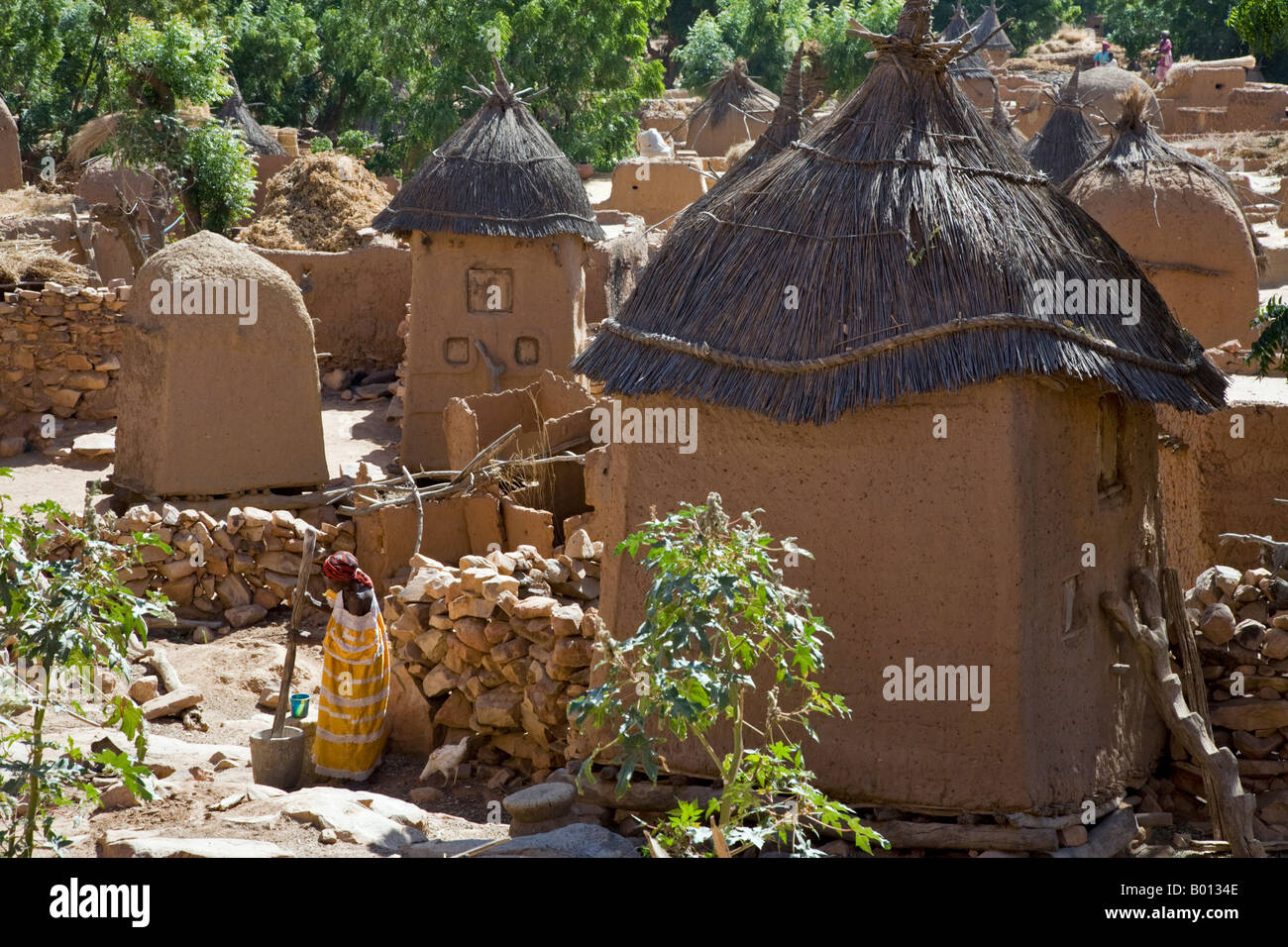 Mali, Dogon Country. An attractive Dogon village on top of the ...