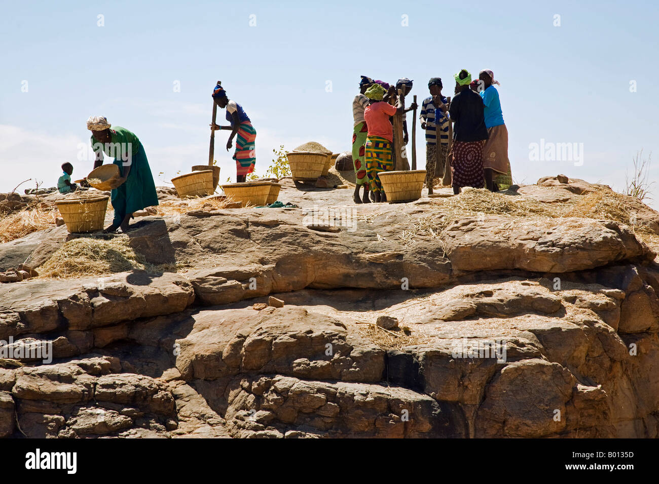 Mali, Dogon Country, Koundu. The women of the Dogon village of Koundu ...