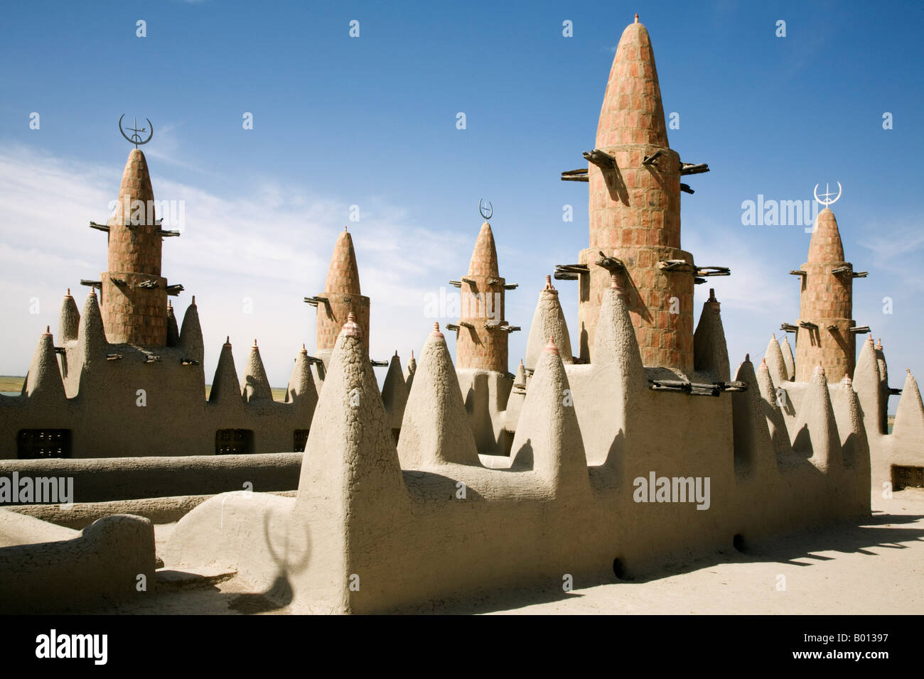 Mali, Niger Inland Delta. The minarets of Kotaka Mosque. This large ...