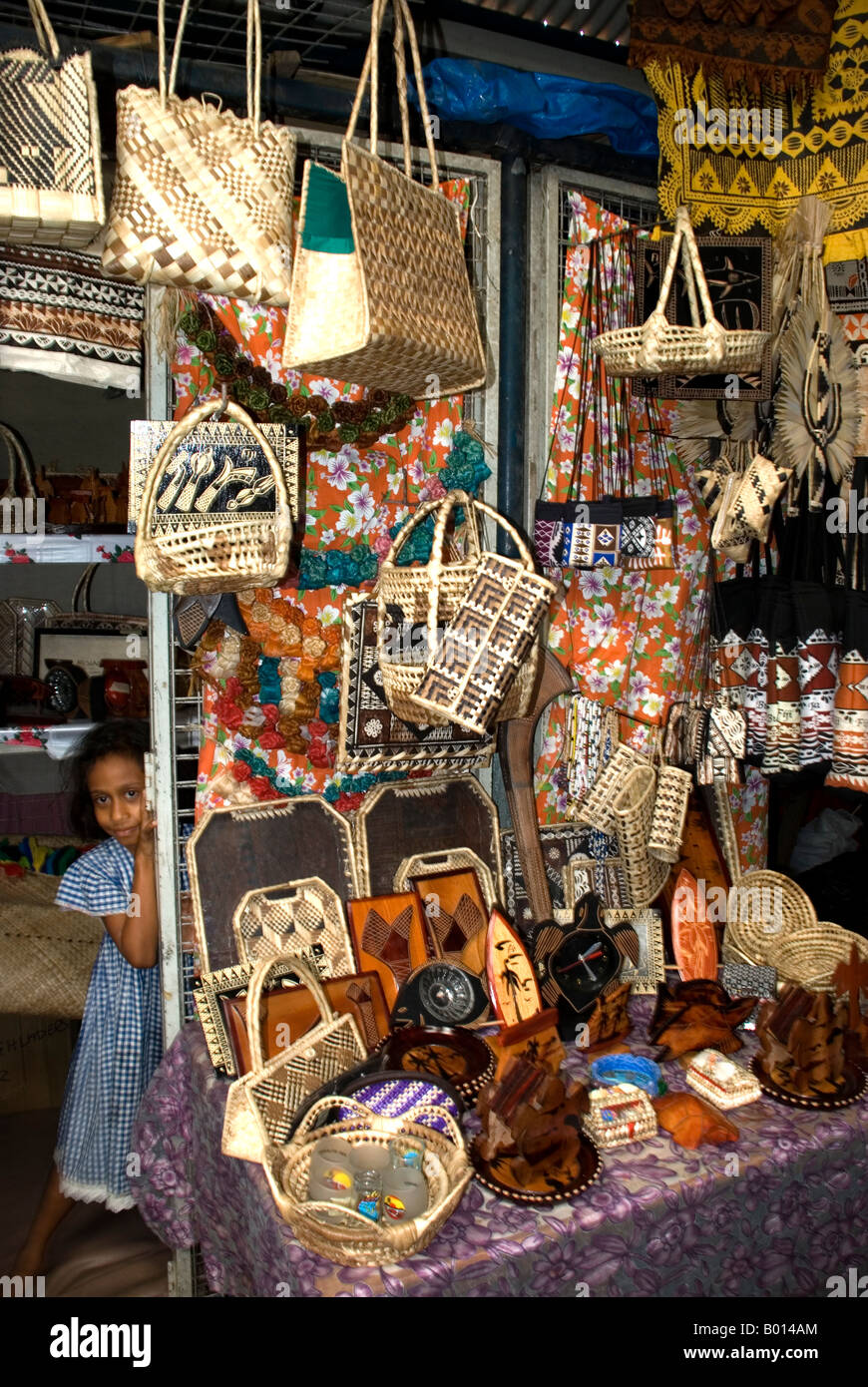 fiji suva handicraft flea market stall Stock Photo - Alamy