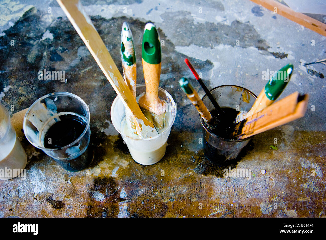 Dirty Paint Brushes on Smudged Floor, Netherlands Stock Photo - Alamy