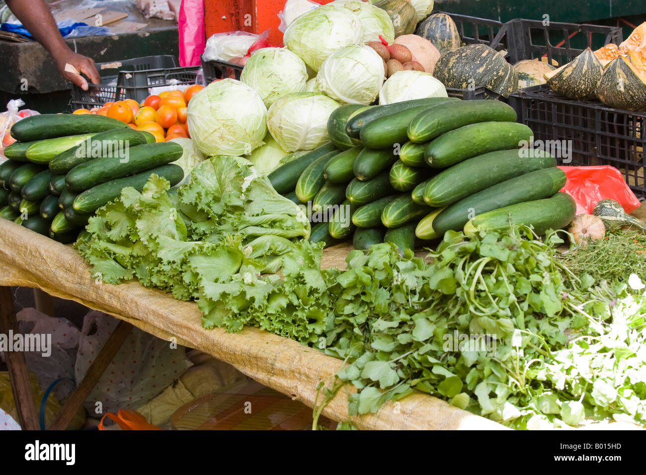 Organic vegetables at Victoria Market in the Seychelles Stock Photo - Alamy