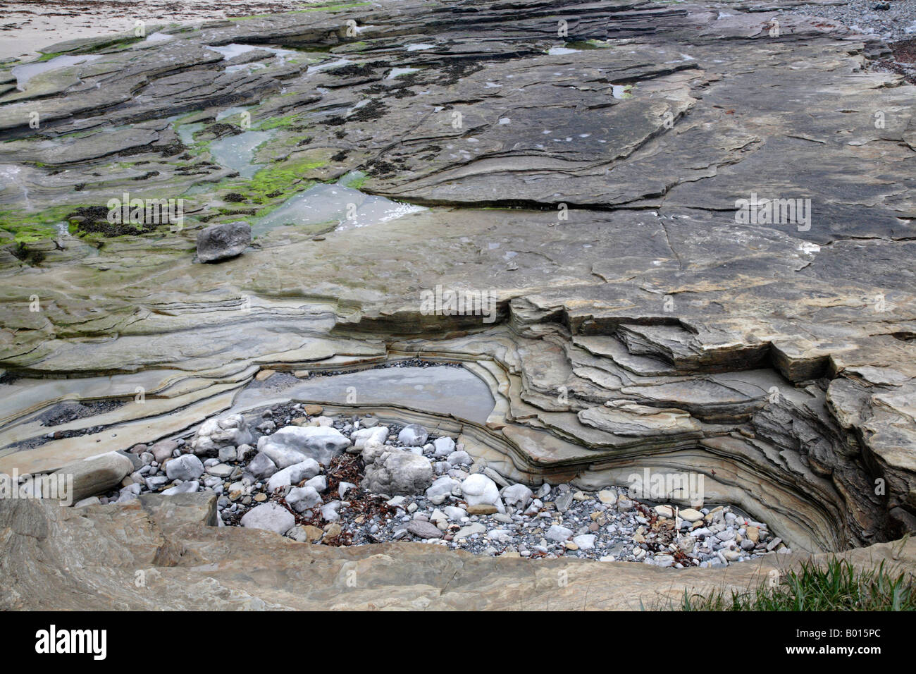 Geological rock structure on the Northeast Coast of England Stock Photo ...