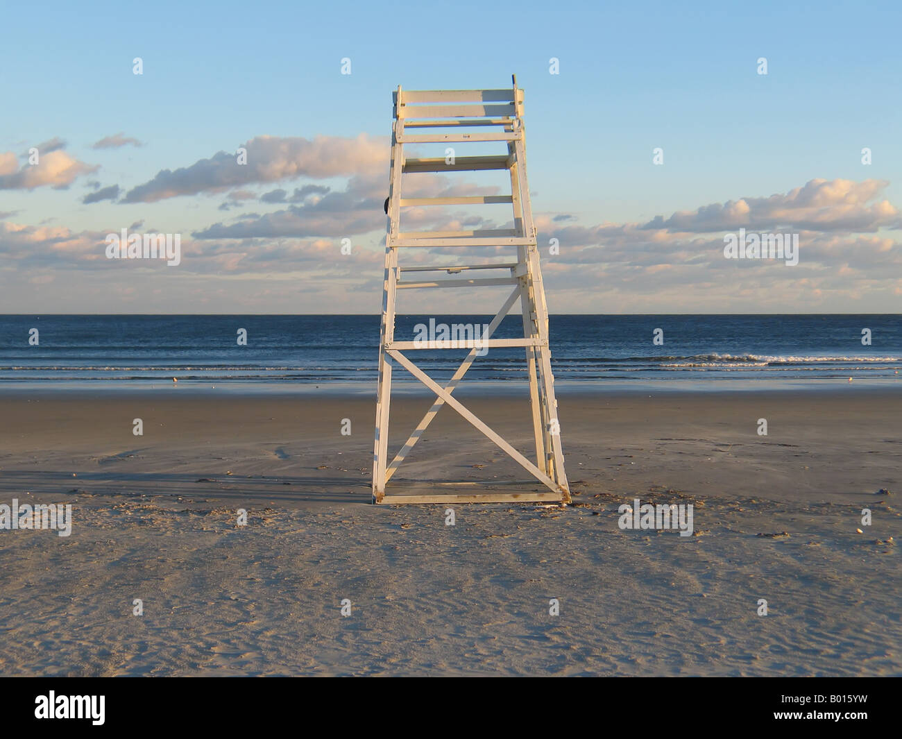 Photograph of a life guard chair at sunset on First Beach, Newport ...