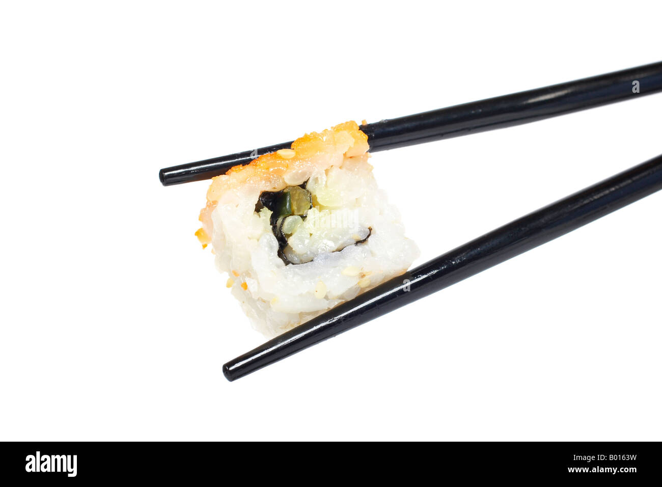 Sushi and chopsticks isolated on white background Stock Photo - Alamy