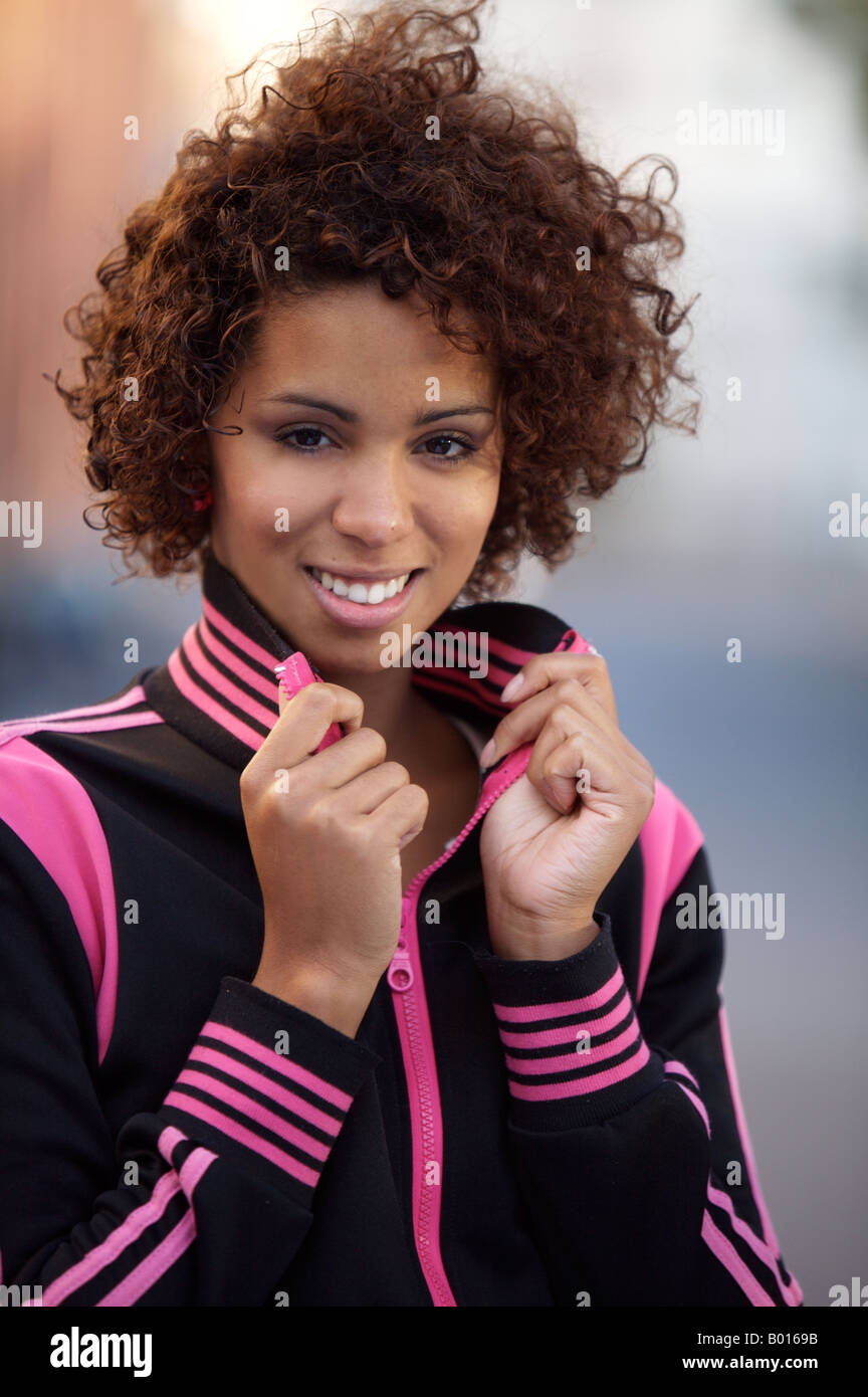 Girls smiling, ethnic background of model half German half Cuban Stock ...