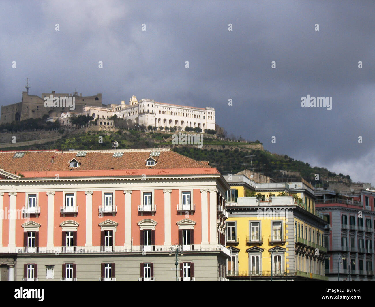 View of the Vomero Hill from Piazza del Plebiscito, Naples, Campania ...