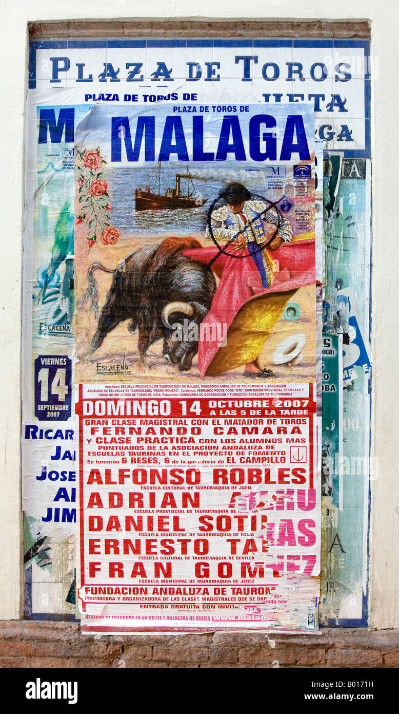 Bull Fight Posters at the Bull Ring Malaga City Spain Stock Photo - Alamy