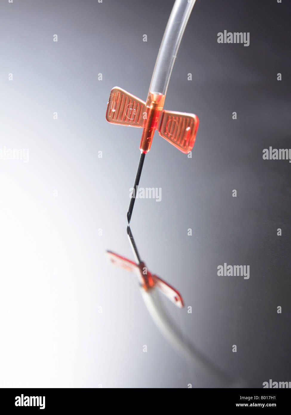 Single butterfly intravenous needle with reflection Stock Photo - Alamy