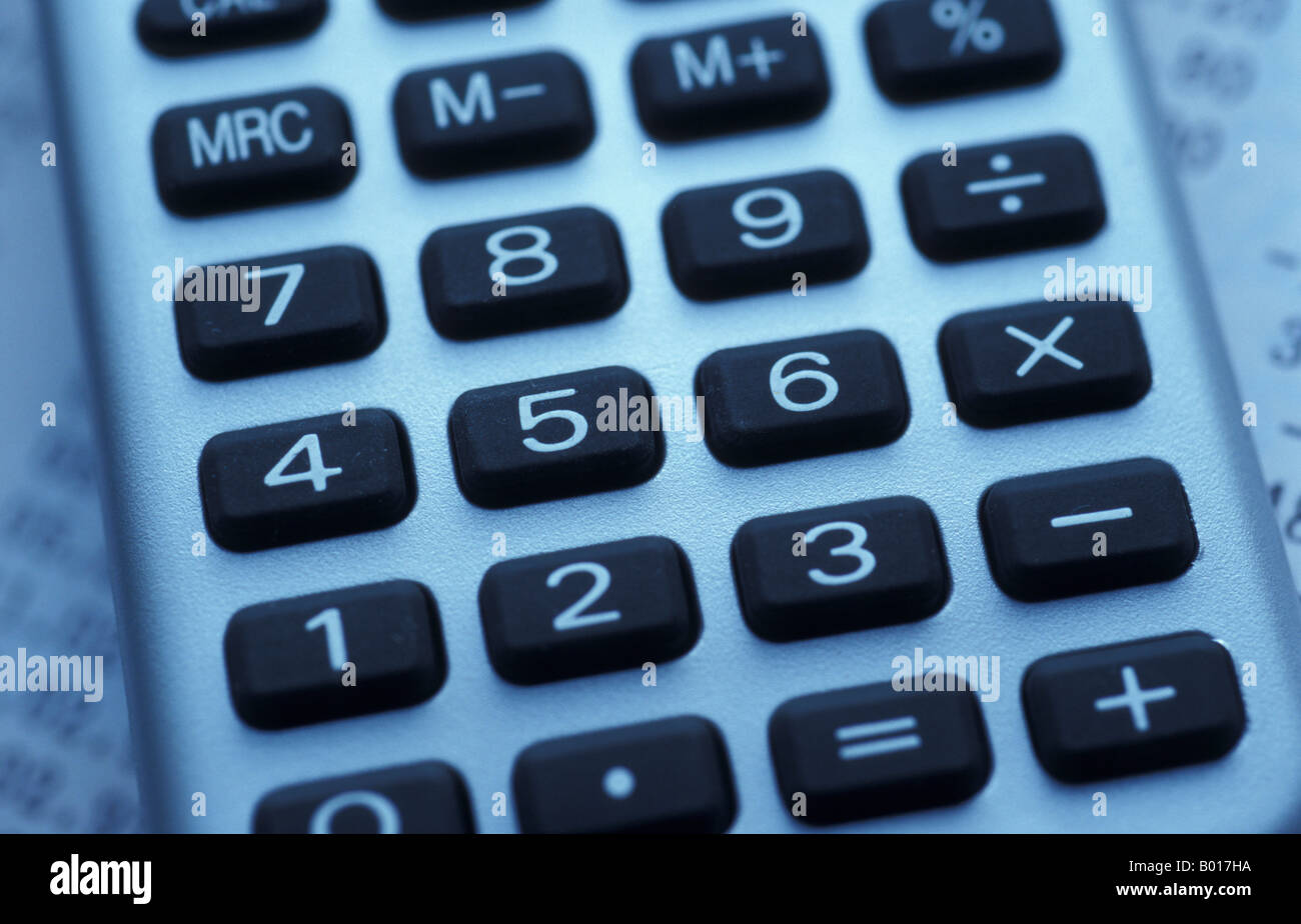 Pocket calculator with number column Stock Photo - Alamy
