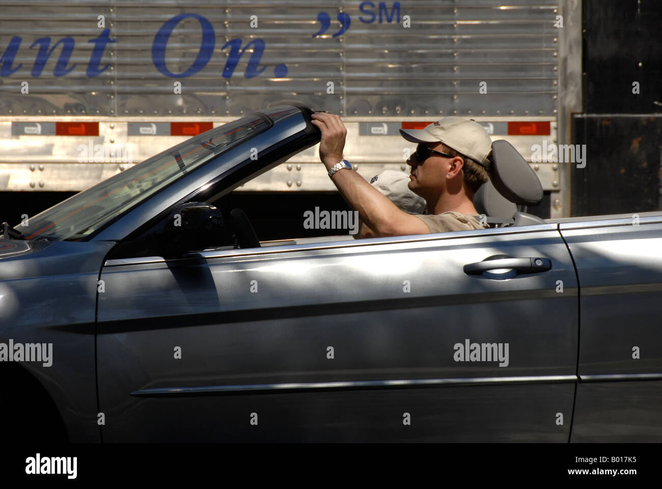 Cool dude driving his Mercedes convertible, South Beach, Miami Florida ...