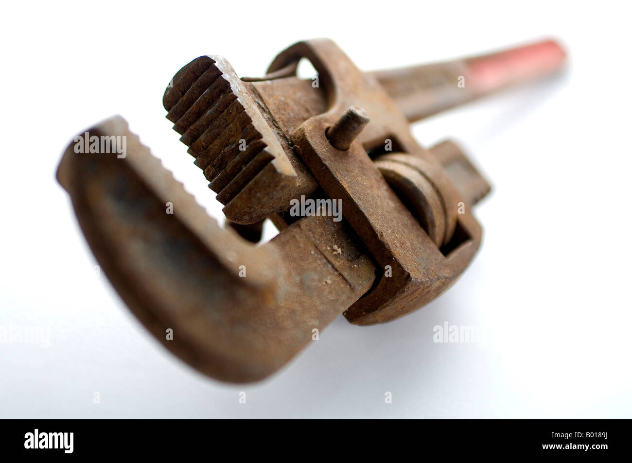 Old Rusty Spanner Claw Pliers Studio Pack shot Stock Photo - Alamy