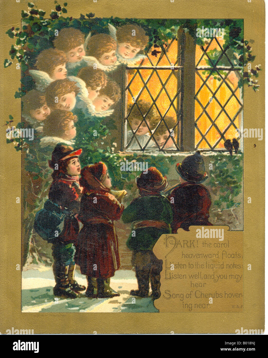 Prize Christmas card published by Louis Prang 1882 Stock Photo - Alamy
